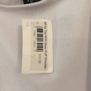 The Moon | Tops | Nwt The Moon White Top With Sheer Puff Shoulder ...
